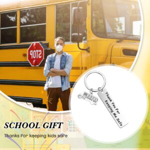 Hosuly 6 Pcs Employee Appreciation Gift School Bus Driver Gifts Stainless Steel Thank You Keychain Gifts Thank You for Keeping Me Safe Keychain for Driver Women Men Retirement Birthday