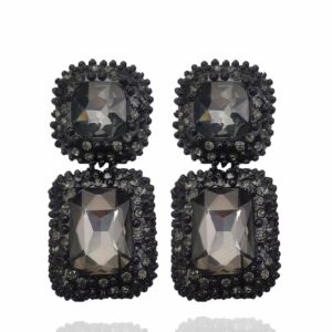 vangetimi black crystal statement drop earrings fashion rhinestone rectangle dangle earrings evening prom pageant party earrings for women