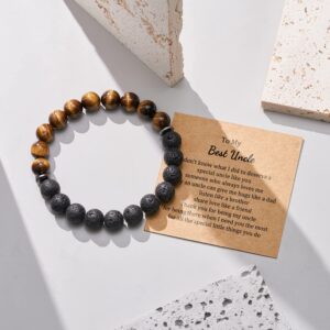 JOGDIAM Best Uncle Gifts from Niece Nephew Natural Lava Stone Bracelet for Uncle Christmas Birthday Gifts