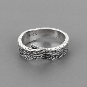 925 Sterling Silver Ring, Wings, Adjustable Women'S Open Ring Thai Silver-R1073