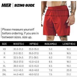 MIER Men's Quick-Dry Athletic/Soccer/Basketball Shorts Without Pockets No Liner Running Workout Training Active Shorts, Black/Red, L