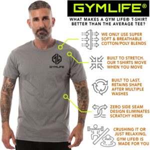 GYM LIFE Men's Power Up Icon Athletic Performance Short Sleeve Workout T-Shirt, Black (X-Large)