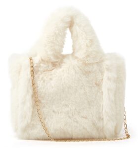 tote bag large shoulder bag fleece faux fur hobo tote bag handbag retro bag solid color big purse