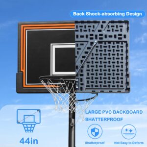 Portable Basketball Hoop Goals Outdoor Indoor Basketball Court w/Canasta de Basketball Backboard & Wheels & Fillable Base 7-10ft Adjustable Height Removeable Weather-Resistant for Youth Adult