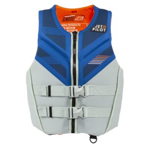 jet pilot - cause neoprene life vest - personal flotation device - dual buckle - coast guard approved - life jacket - water sports (navy, small)