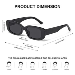 JASPIN Rectangle Sunglasses for Women Men Trendy Y2k Retro 90s Sun Glasses UV400 Protection Cool Square Frame