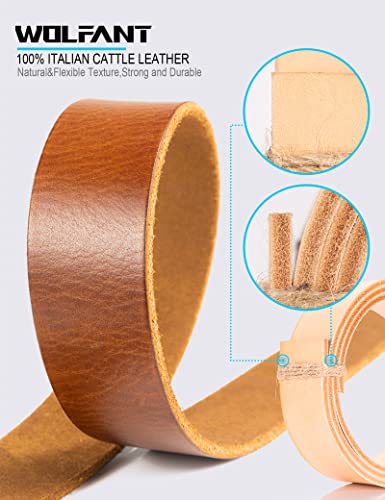 WOLFANT Leather Belt for Men,100% Italian Full Grain Real Solid Leather