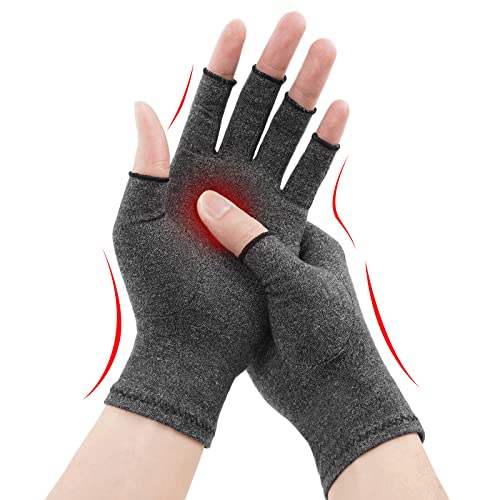 AOOWU Arthritis Gloves for Women Men, Arthritis Pain Relief Gloves Fingerless Gloves Hand Warmers Gloves Carpal Tunnel Rheumatiod Tendonitis Fingerless Hand Thumb Compression Gloves Mother Gifts-S