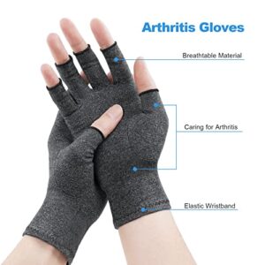 AOOWU Arthritis Gloves for Women Men, Arthritis Pain Relief Gloves Fingerless Gloves Hand Warmers Gloves Carpal Tunnel Rheumatiod Tendonitis Fingerless Hand Thumb Compression Gloves Mother Gifts-S