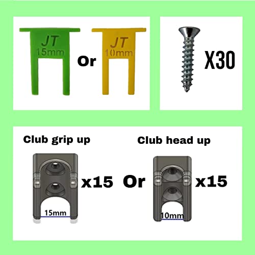 [JINTECH] Golf Club Organize Holder, Wall Display, Wall Hanger, Rack, Mount [15 Holder Set] (Head up - 10mm - 15set)