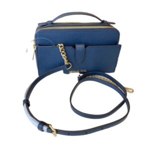 michael kors medium double zip phone crossbody (navy)