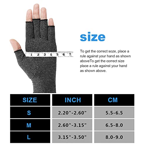 AOOWU Arthritis Gloves for Women Men, Arthritis Pain Relief Gloves Fingerless Gloves Hand Warmers Gloves Carpal Tunnel Rheumatiod Tendonitis Fingerless Hand Thumb Compression Gloves Mother Gifts-S