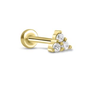 gold-tone 316 stainless steel threadless push pin nose ring labret monroe stud trinity, 11/32" (9mm) post length 16g