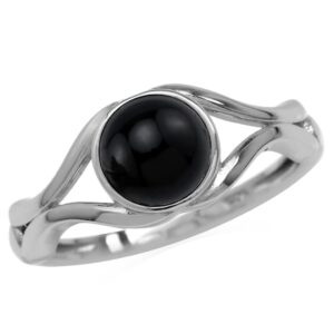 silvershake 7mm natural black onyx white gold plated 925 sterling silver solitaire casual gemstone ring size 12