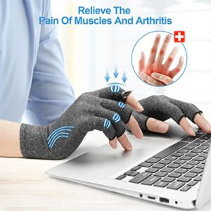 AOOWU Arthritis Gloves for Women Men, Arthritis Pain Relief Gloves Fingerless Gloves Hand Warmers Gloves Carpal Tunnel Rheumatiod Tendonitis Fingerless Hand Thumb Compression Gloves Mother Gifts-S