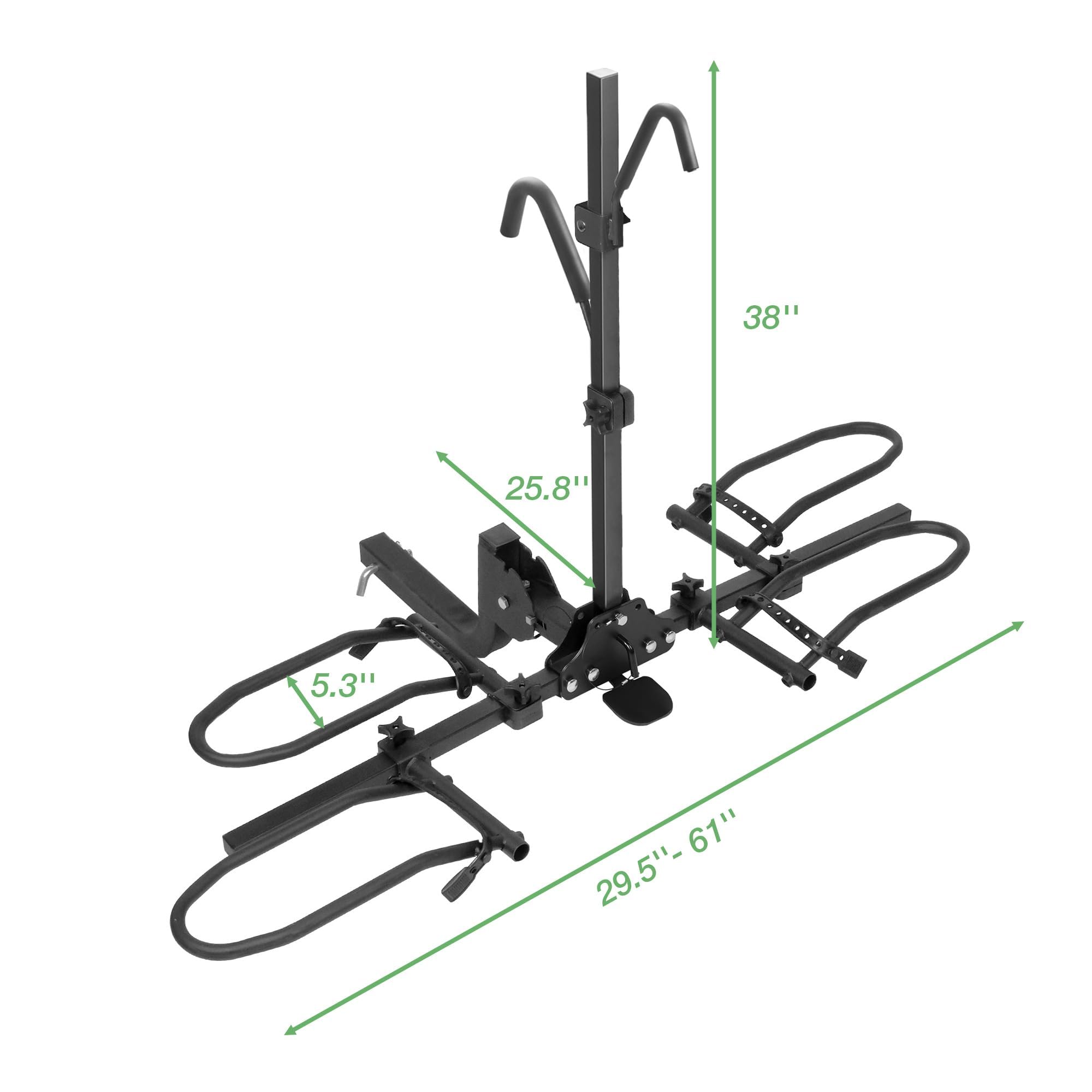 CARSTY Hitch Bike Rack, Bicycle Rack for Car Bike Rack for SUV Trucks Wobble Free Smart Tilting Foldable Design for Standard, Fat Tire 2 Ebike Rack, Bike Carrier Hitch Mount 2-inch Receiver