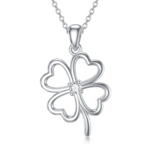 ctieip diamond four-leaf clover pendant necklace for women sterling silver diamond flower necklace jewelry gift for her