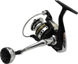 fishdrops fishing reels spinning, lightweight spinning reel, 15.5 lbs max drag, 5.1:1/5.5:1 high speed ultra smooth powerful with cnc aluminum spool spinning reels freshwater(black/gold)