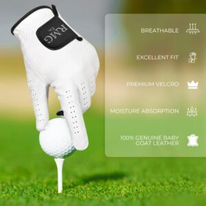 RMG Co. Premium Leather Classic White Golf Glove for Men Available in Left and Right Hand (Large, Left)