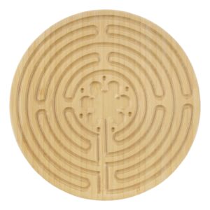 bamboomn 8" dia carbonized brown bamboo finger labyrinth for meditation and prayer, 7 circuit chartres style, 10 pieces