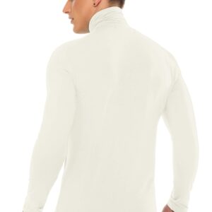 Derminpro Men's Thermal Fleeced Turtleneck Soft Slim Fit Long Sleeve Undershirt Off White Medium