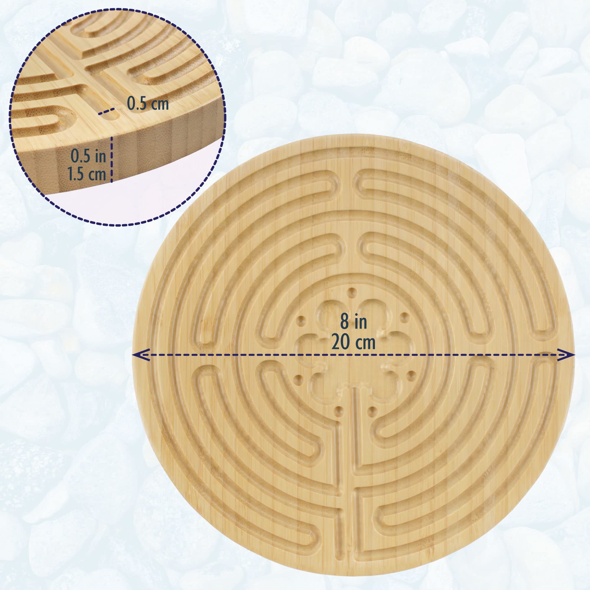 BambooMN 8" Dia Carbonized Brown Bamboo Finger Labyrinth for Meditation and Prayer, 7 Circuit Chartres Style, 10 Pieces