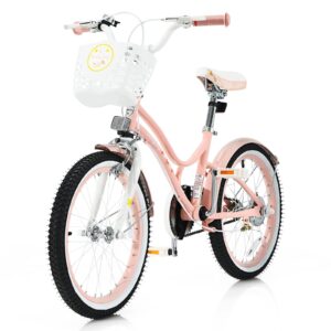 infans kids bike 18 inch with 95% assembled, adjustable seat, balance or training wheels, coaster brake, toddler children bicycle for 4 to 8 years old boys girls (coral)