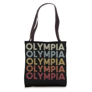 olympia washington olympia wa retro vintage text tote bag