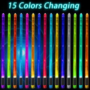 Antner Rechargeable LED Light Up Drum Sticks 15 Color Changing Drumsticks with Storage Bag for Adults Drummers, Durable Professional PC Polymer Material Drumsticks, Cool LED Light Up Drumsticks