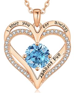 louisa secret love heart birthstone necklaces for women 925 sterling silver christmas's day gifts for women her wife girlfriend mother rose gold diamond jewelry anniversary birthday gifts