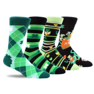 MAKABO Women's St. Patricks Day Couple Green Cotton Crew Multi 4 Pair Pack