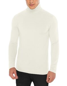 derminpro men's thermal fleeced turtleneck soft slim fit long sleeve undershirt off white medium