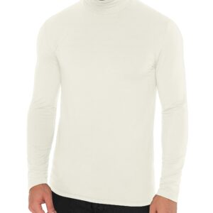 Derminpro Men's Thermal Fleeced Turtleneck Soft Slim Fit Long Sleeve Undershirt Off White Medium