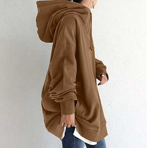 JIEMUXIU Cowl Neck Hoodie for Women Plus Size Long Length Full Zip Hooded Sweatshirt Fall Winter Coats with Pockets