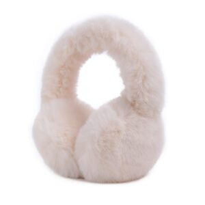 zoscgjmy faux fur ear muffs for women girls winter cute warm furry fluffy earmuffs ear covers outdoor (beige)