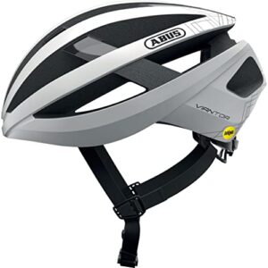 abus - viantor mips - multi shell shock absorbing material (eps) road bike helmet with mips impact protection - polar white - m