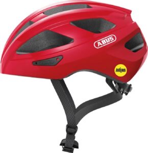 abus - macator mips - cycling urban road bike helmet with eps core and polycarbonate shell mips impact protection - blaze red - l