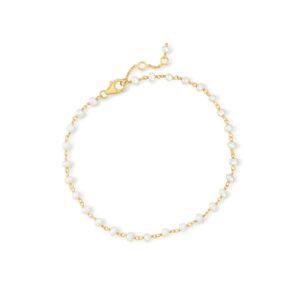 ross-simons 3.5-4mm cultured pearl anklet in 18kt gold over sterling. 9 inches