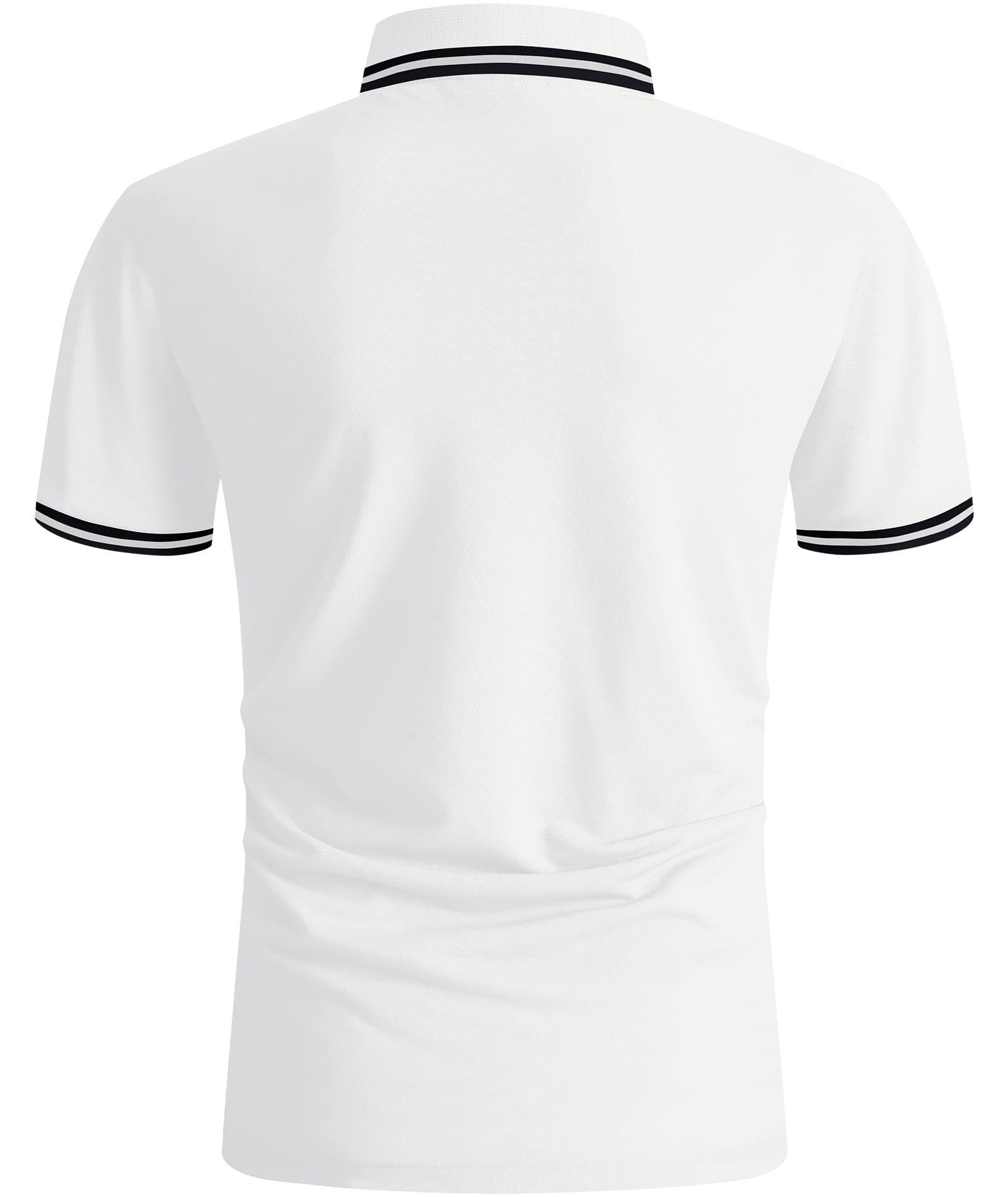 ZITY Mens Polo Shirt Short Sleeve Sports Golf Tennis Shirts for Men Summer Collared Casual Shirt White Black