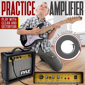 Pyle Kids Electric Guitar Starter Kit with Amplifier, 30” Mini Instrument w/ 10W Amp & Complete Accessories, PEGKT30 Black