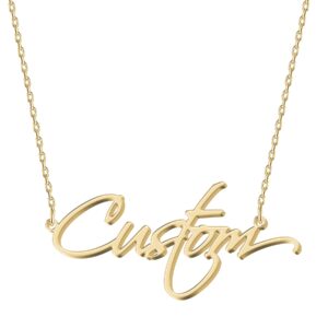 umagicbox personalized dainty name necklace 18k gold plated stainless steel custom engraved nameplate pendant jewelry customized birthday mother christmas day gifts for women girls teen kids daughter