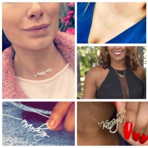 UMAGICBOX Personalized Dainty Name Necklace 18K Gold Plated Stainless Steel Custom Engraved Nameplate Pendant Jewelry Customized Birthday Mother Christmas Day Gifts for Women Girls Teen Kids Daughter