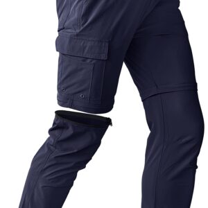 Mens Hiking Convertible Pants Waterproof Lightweight Quick Dry Zip Off Fishing Travel Safari Outdoor Cargo Work Trekking Trousers Navy 36