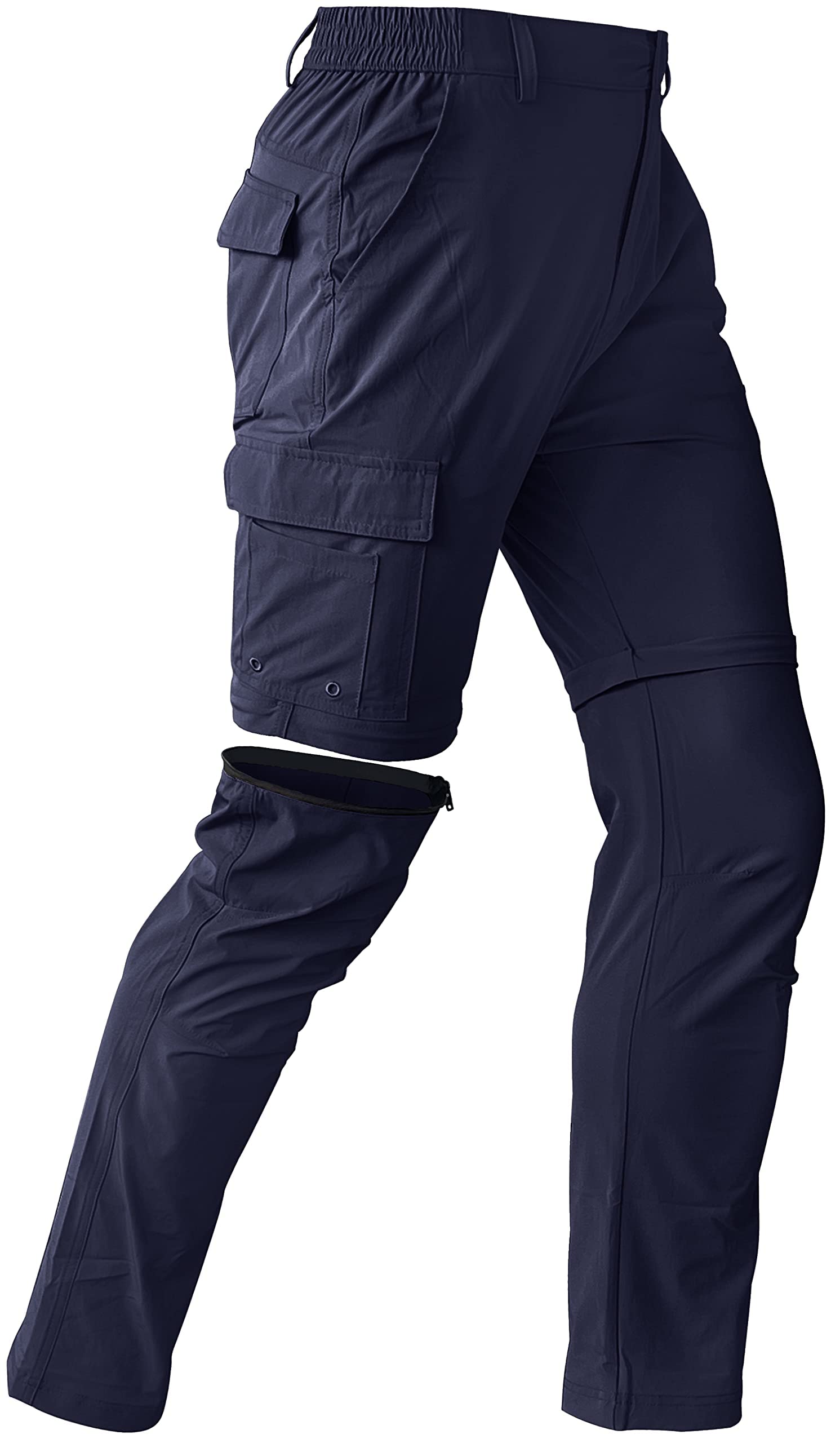 Mens Hiking Convertible Pants Waterproof Lightweight Quick Dry Zip Off Fishing Travel Safari Outdoor Cargo Work Trekking Trousers Navy 36