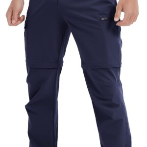 Mens Hiking Convertible Pants Waterproof Lightweight Quick Dry Zip Off Fishing Travel Safari Outdoor Cargo Work Trekking Trousers Navy 36