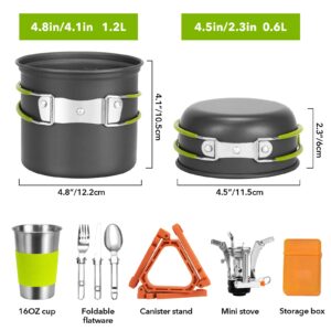 Rlrueyal Camping Cookware Backpacking Stove Canister Stand Tripod and Stainless Steel Camping Cup,Fork Spoon Kit for Hiking and Picnic,Camping Cooking,Backpacking Gear,Mess kit.