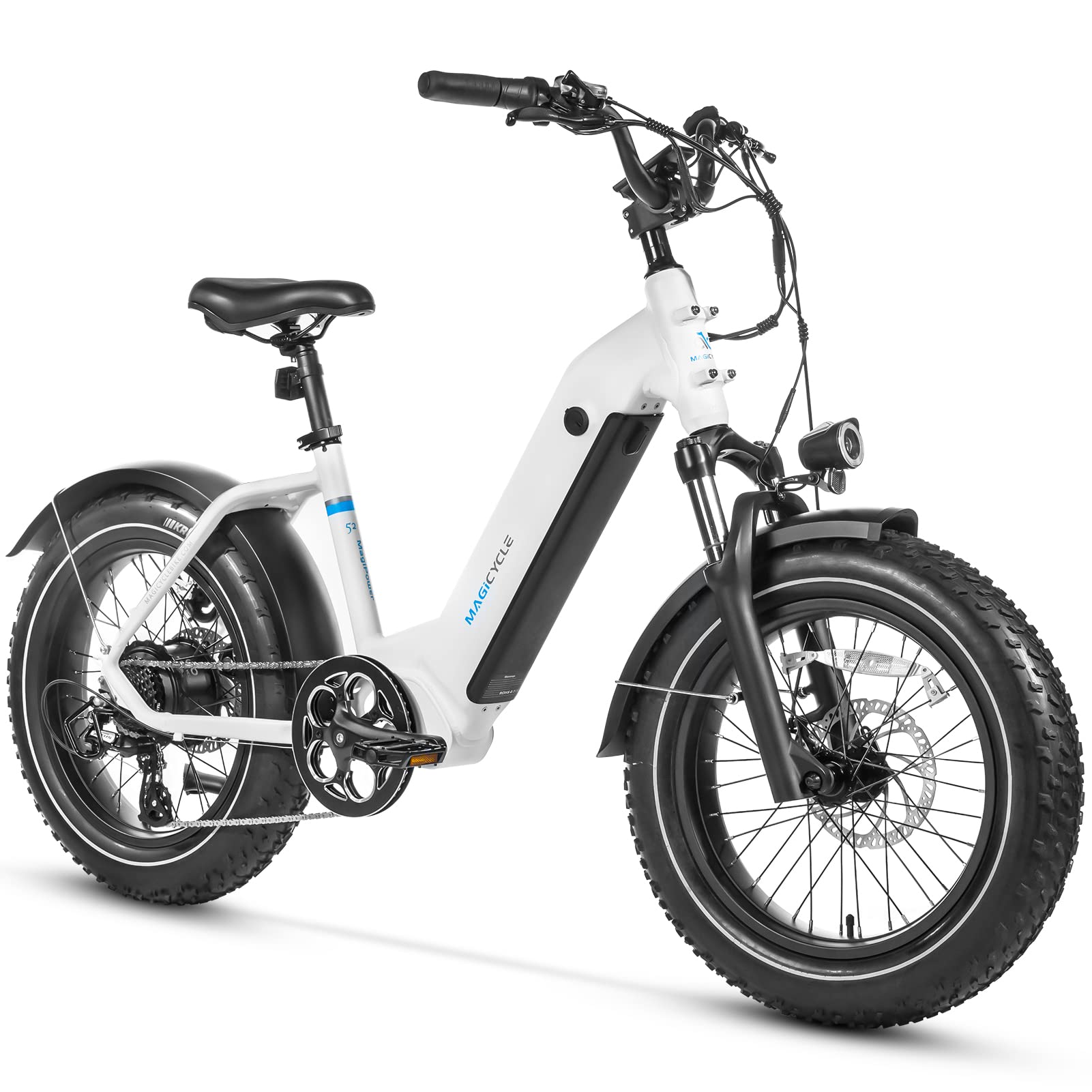 MAGICYCLE Electric Bike for Adults 750W Motor Fat Tire E Bike 52V 15Ah Step-Thru 20" Electric Mountain Bike for Beach Snow 55 Miles 7 Speeds