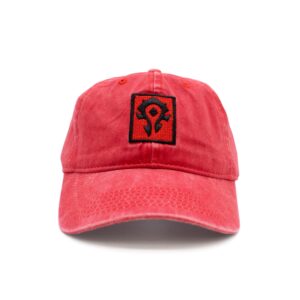 culture fly world of warcraft horde knit patch dad hat red