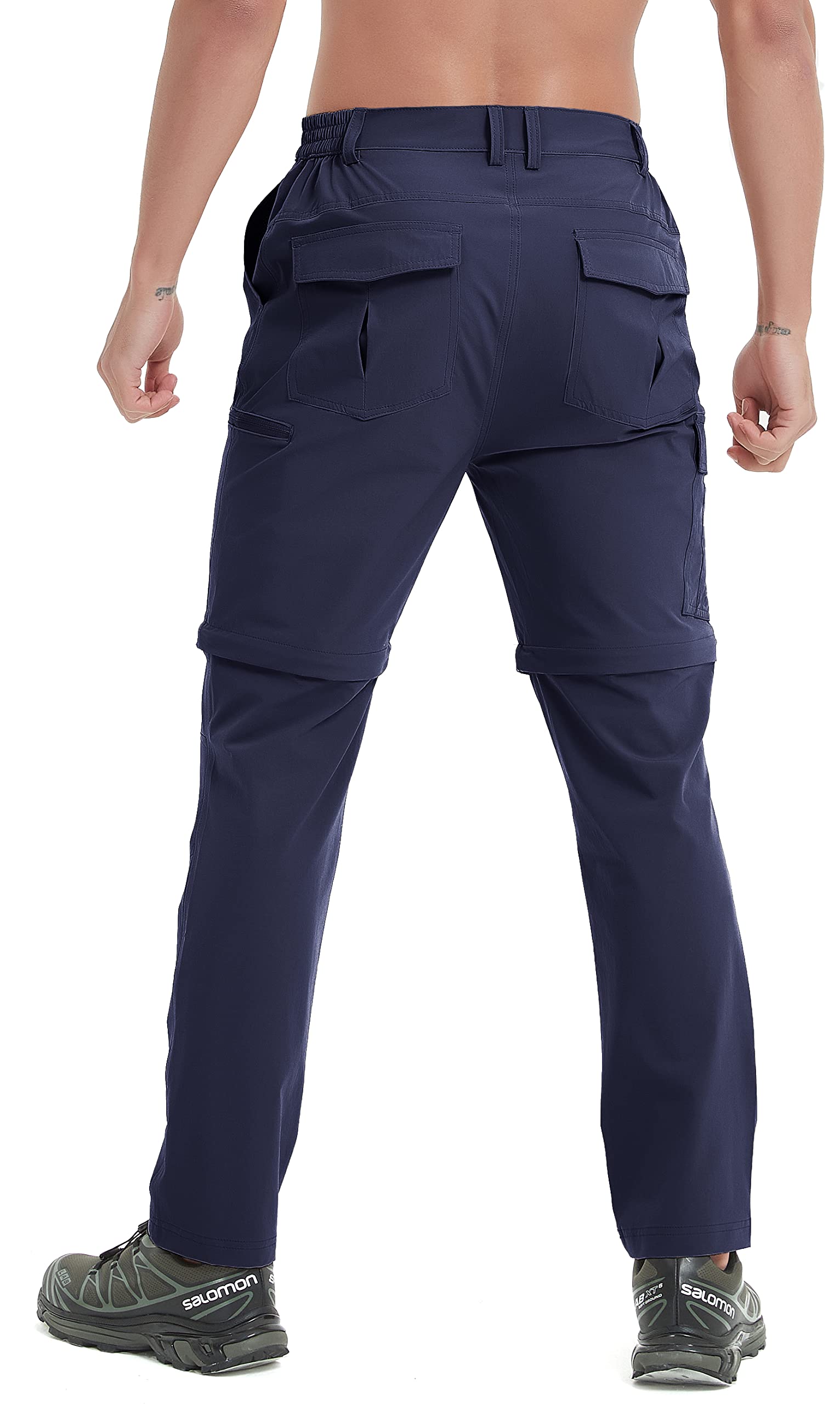 Mens Hiking Convertible Pants Waterproof Lightweight Quick Dry Zip Off Fishing Travel Safari Outdoor Cargo Work Trekking Trousers Navy 36