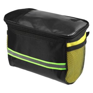 x autohaux 5l capacity bike handlebar bag with 7 inch touch screen phone holder mesh side pocket bicycle front storage bag for mountain bikes yellow